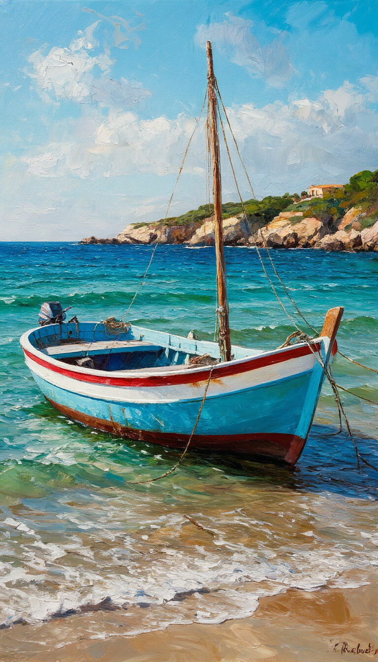 "🌊 Mork, fishing boat Painting The style of Caroline Blish Alvaro ...