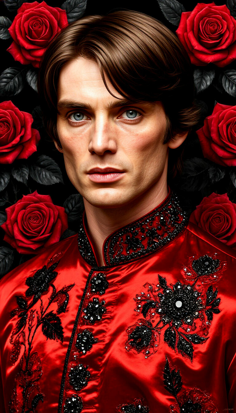 Red roses, black leaves, young Killian Murphy 1997, straight brown ...