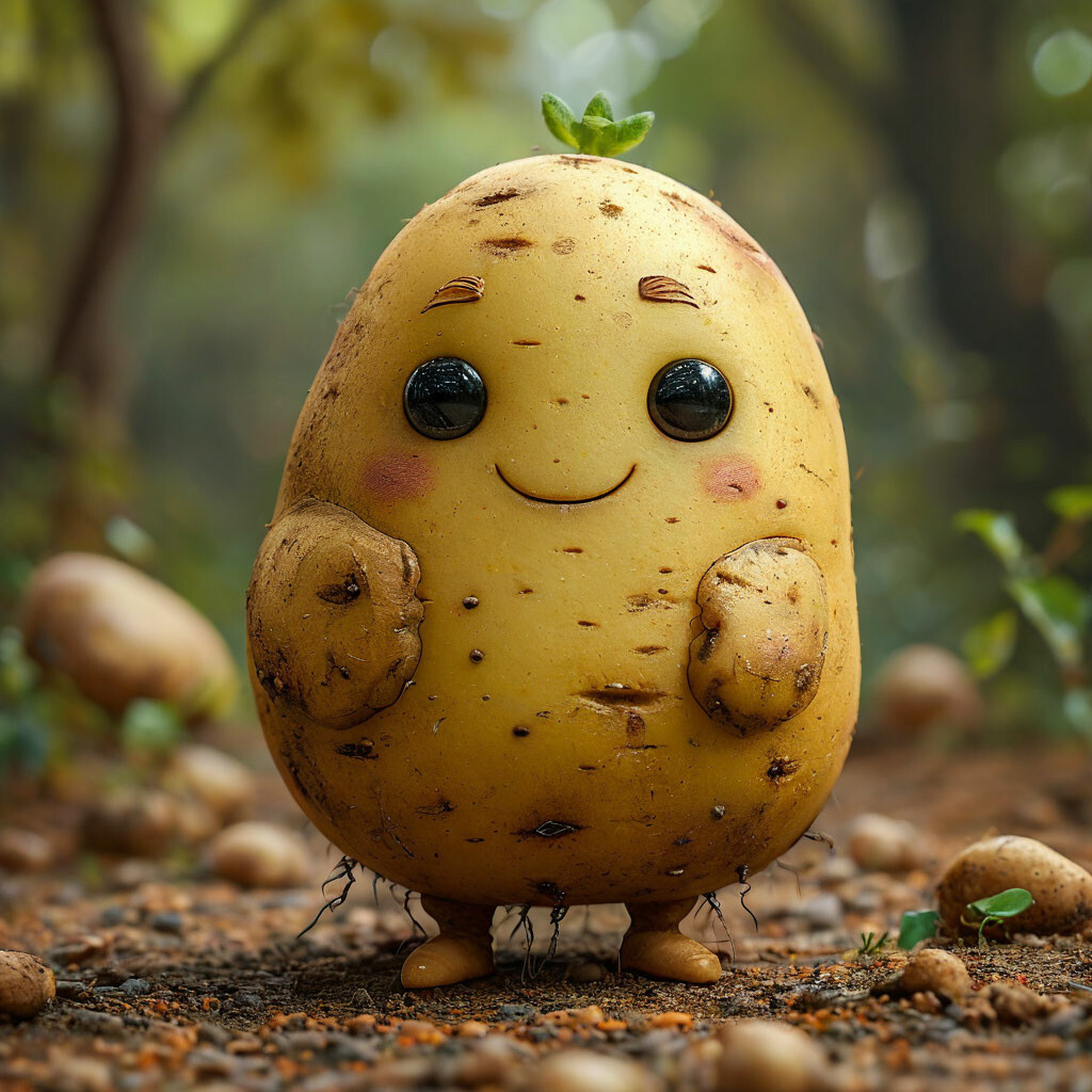 "The mythical hero is a tiny potato" — image created in Shedevrum