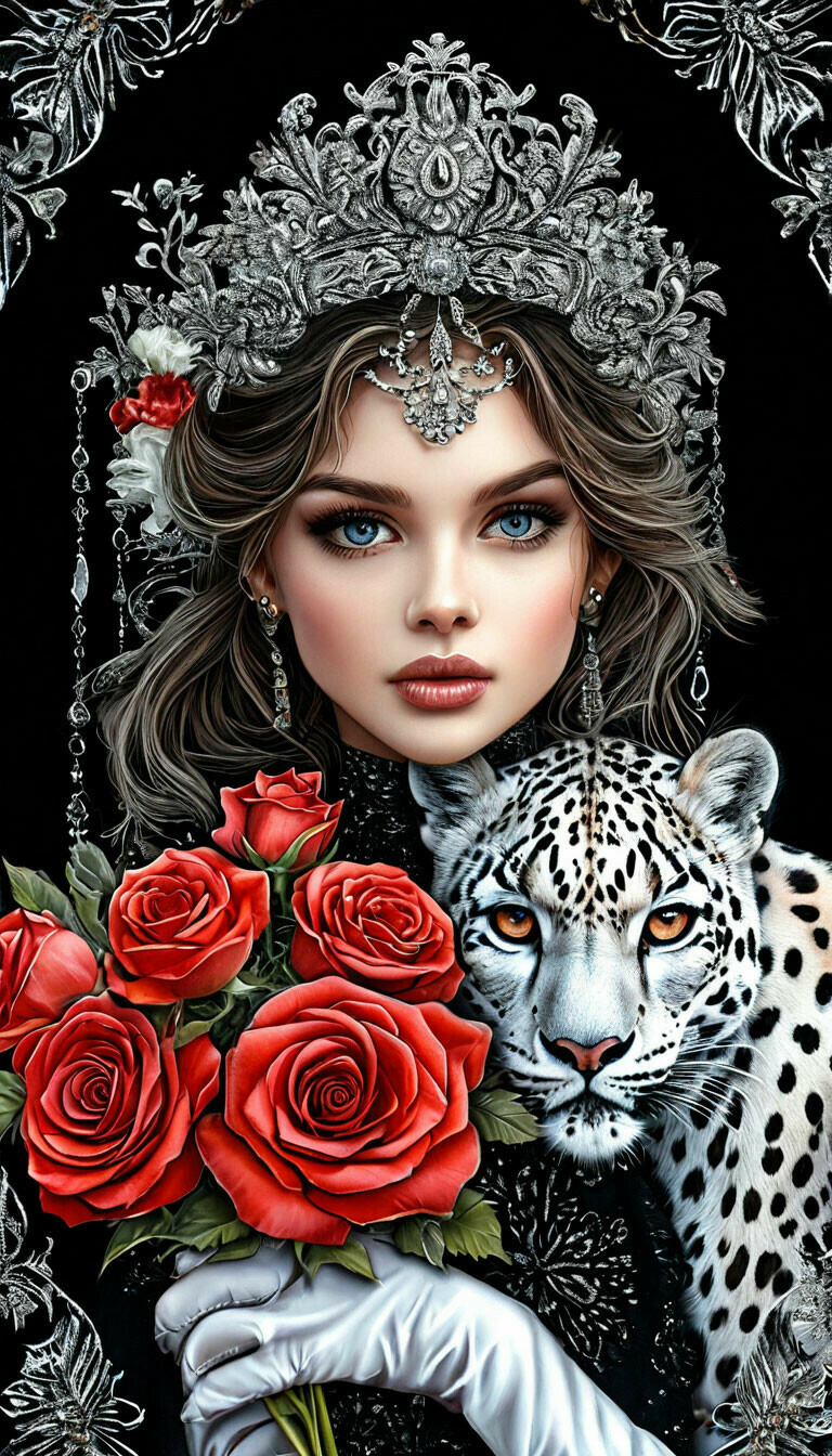 "💥💥💥💥💥 New Year's fantasy, beautiful queen, looking at the camera,Slavic…" — image created in ...