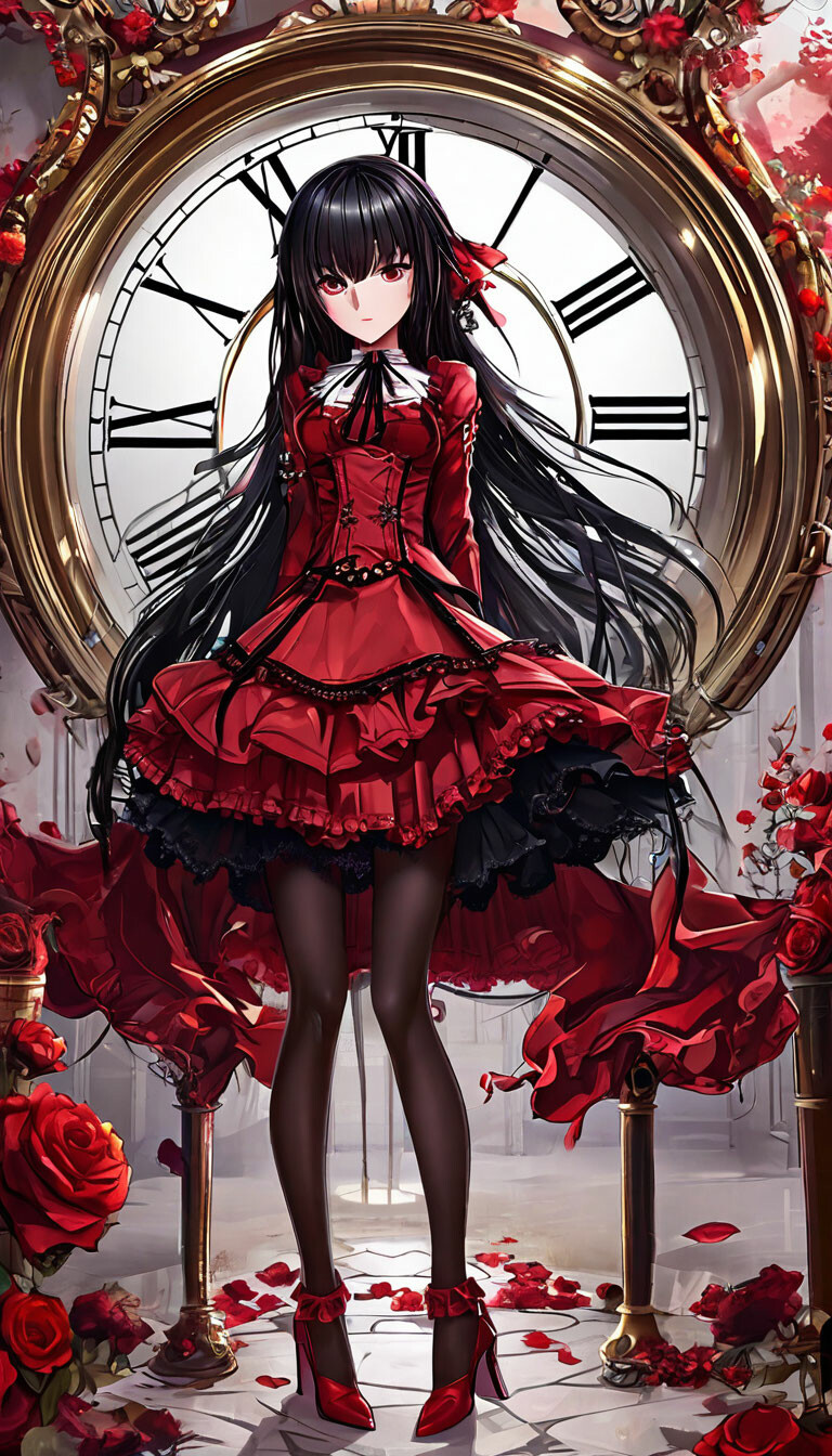 "Full height, in high-heeled shoes,stilettos, anime character Kurumi ...