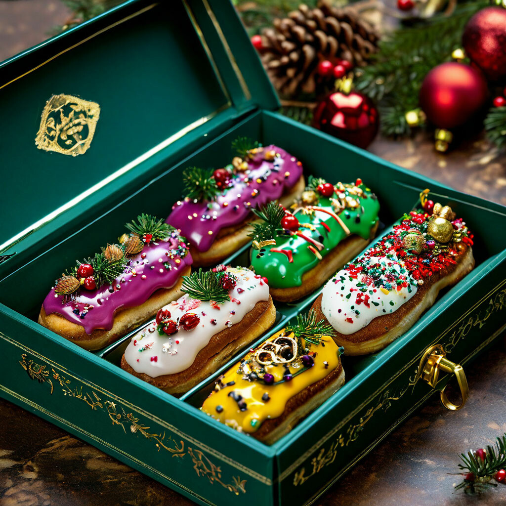 "🍰🍧🎄 in an open stylish expensive emerald luxury box with monograms ...
