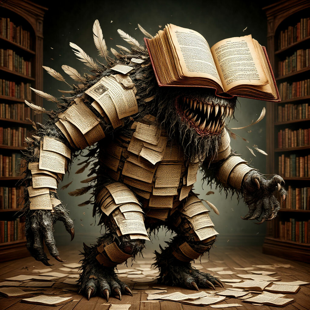 Glued together from books"** A monster that arose from forgotten ...