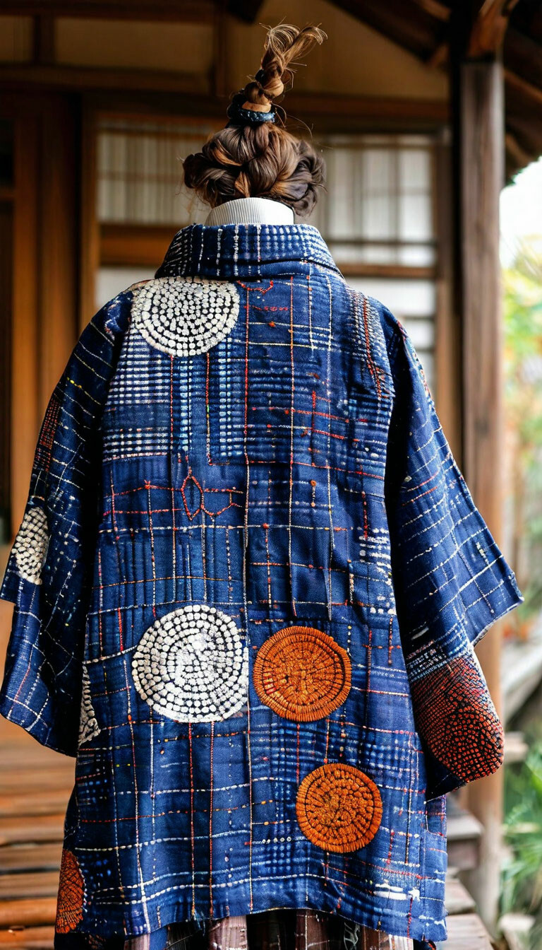 "Boro style with soshiko embroidery on clothes" — image created in ...