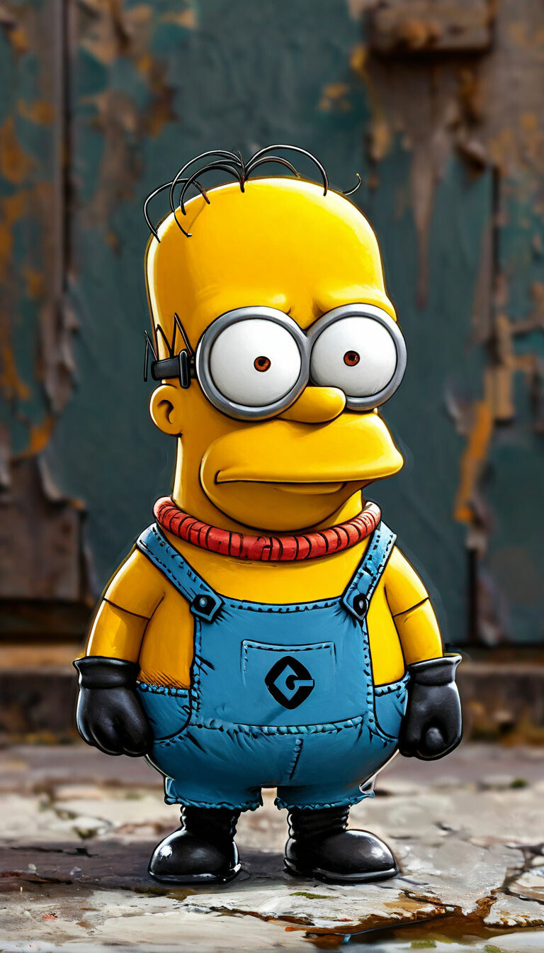 "Homer Simpson+minion. By Skottie Young" — image created in Shedevrum