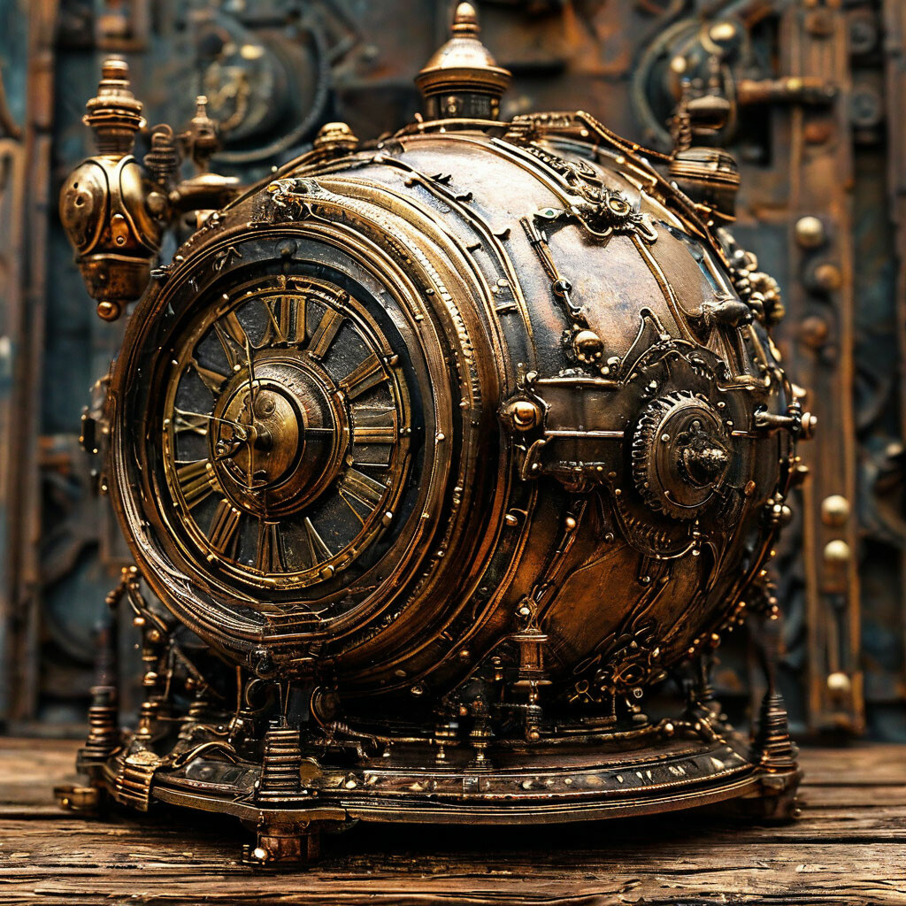 "Steampunk time machine" — image created in Shedevrum