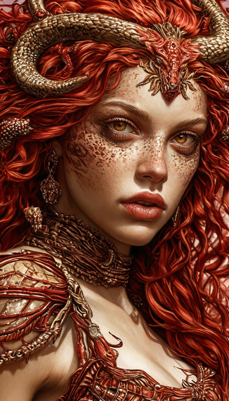 "Gorgon Medusa hunts full-length (high detail) colored pencil drawing ...