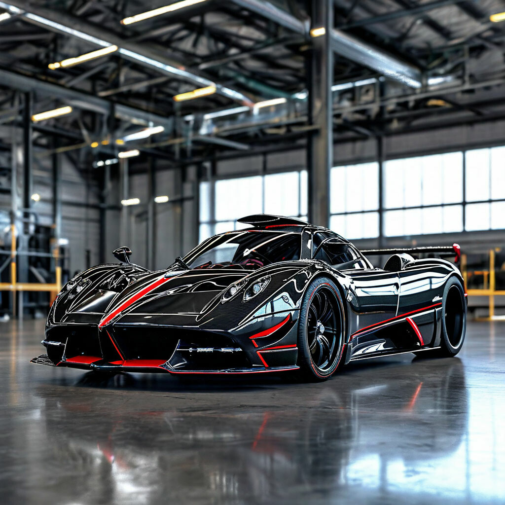 "Zonda r pagani sound full matte black…" — image created in Shedevrum