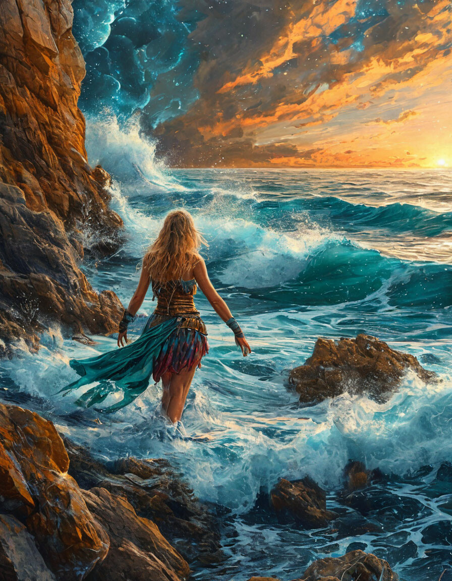 "A beautiful ferocious Viking The sea …" — image created in Shedevrum