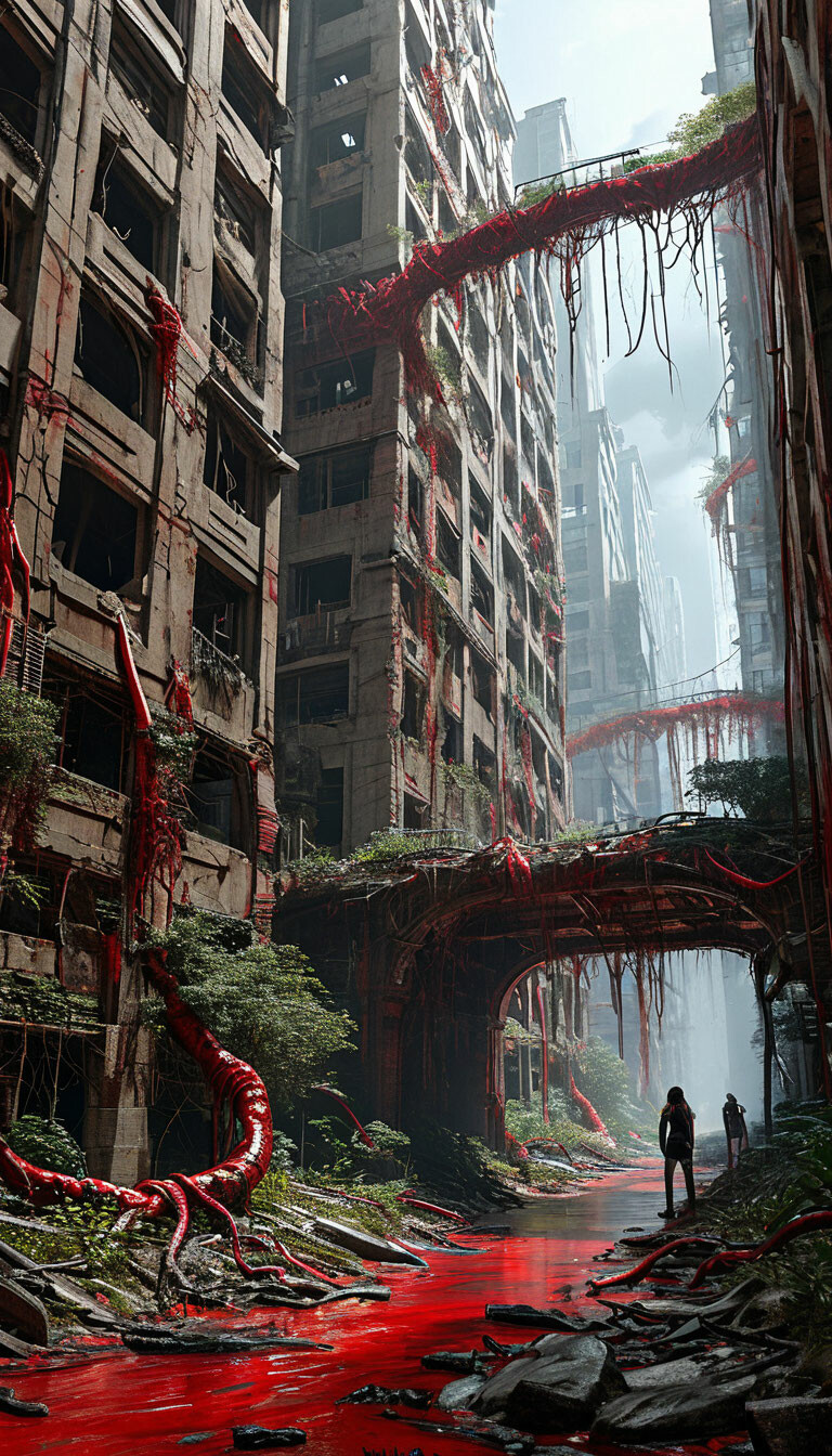 "A city, a rift in a building, a devourer of girls, fused human bodies ...
