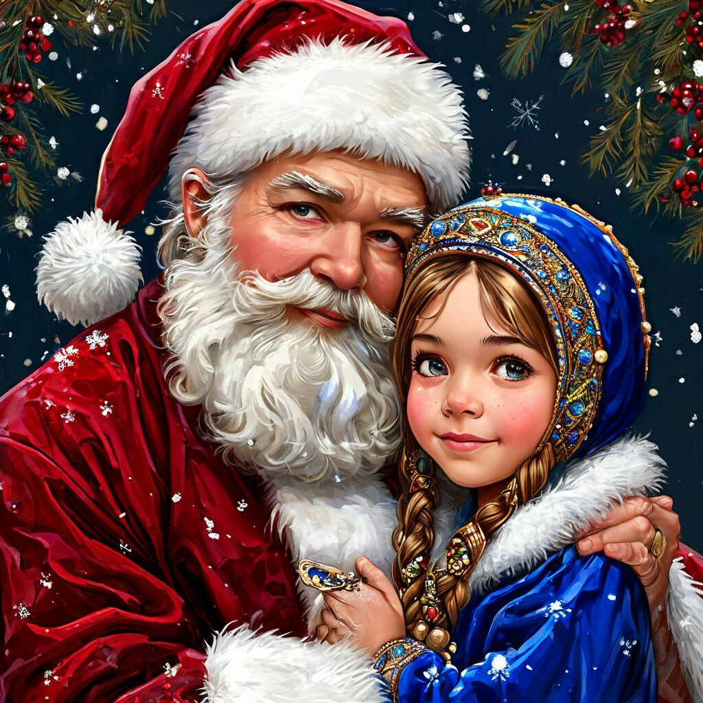 "Russian Russian Santa Claus with kind loving eyes, thick eyebrows and ...