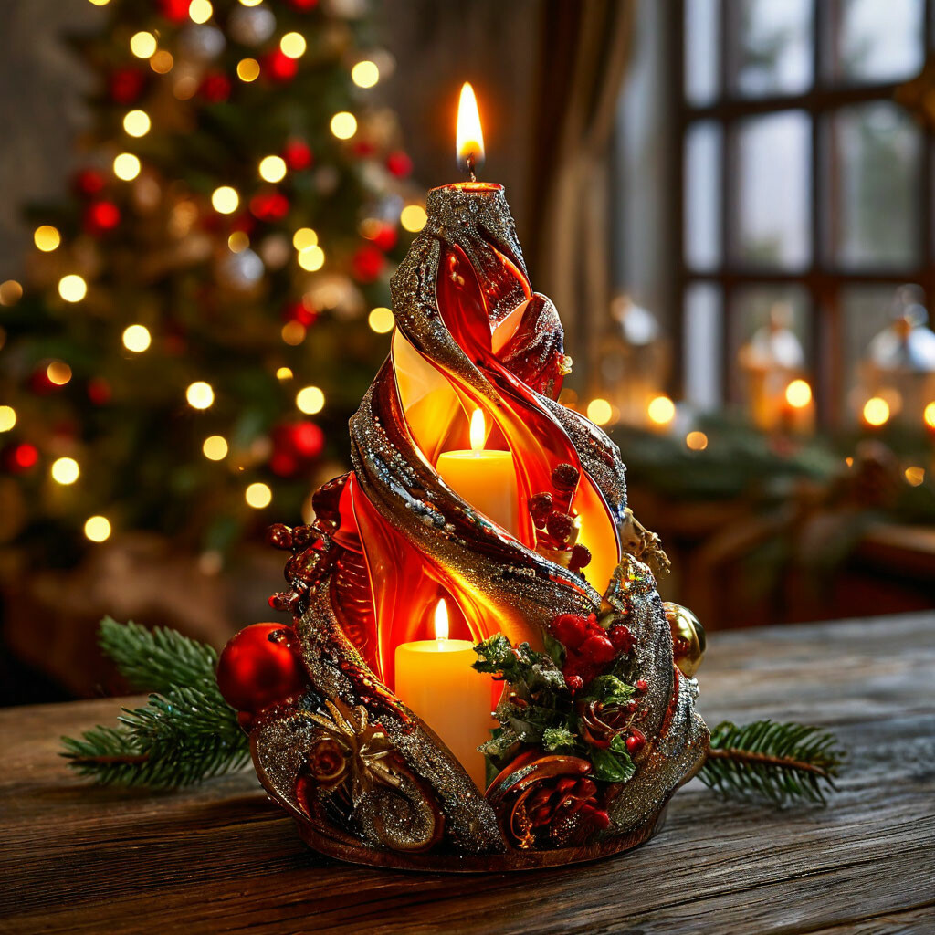"thick 4d Christmas candle" — image created in Shedevrum