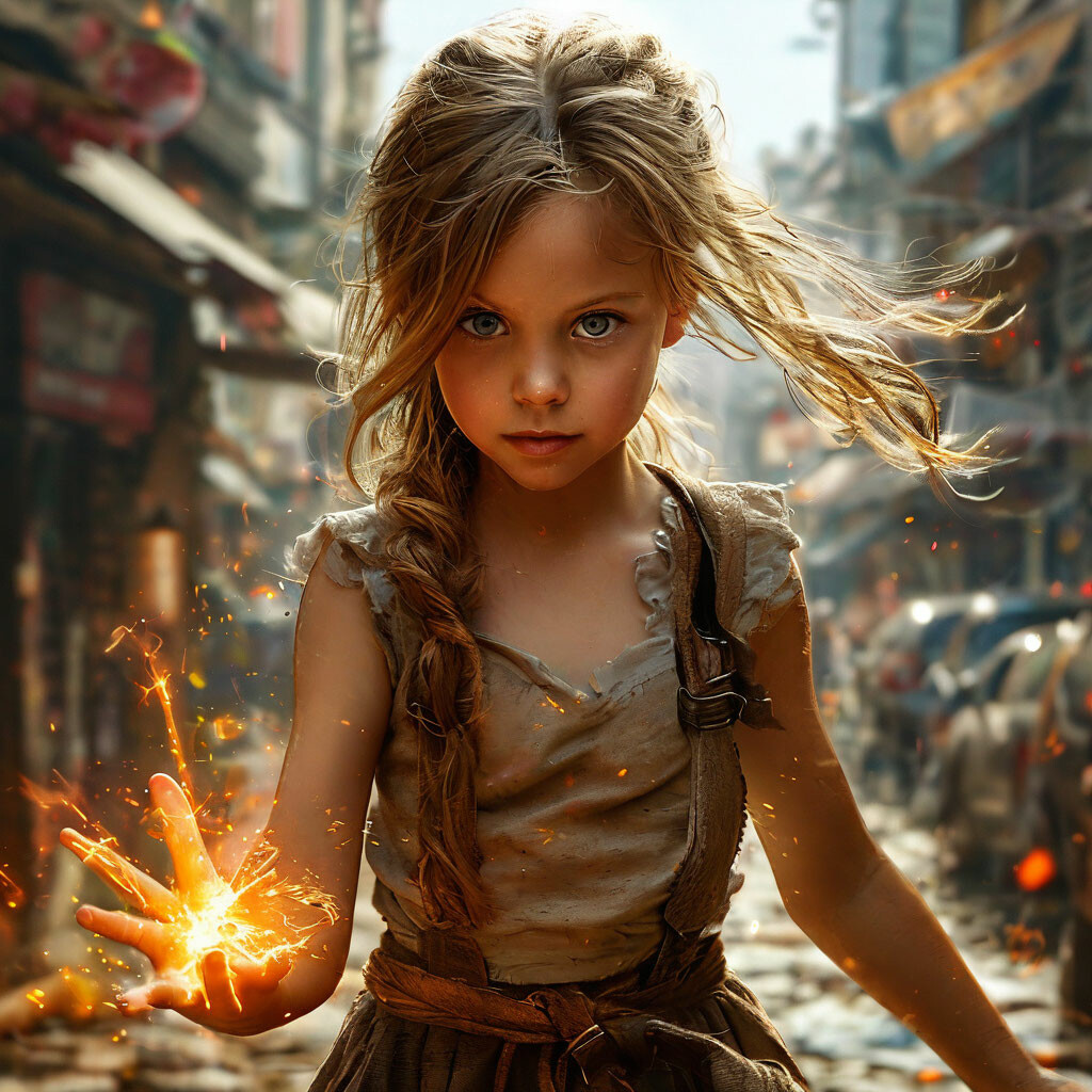 "Girl, superpowers, telekinesis" — image created in Shedevrum