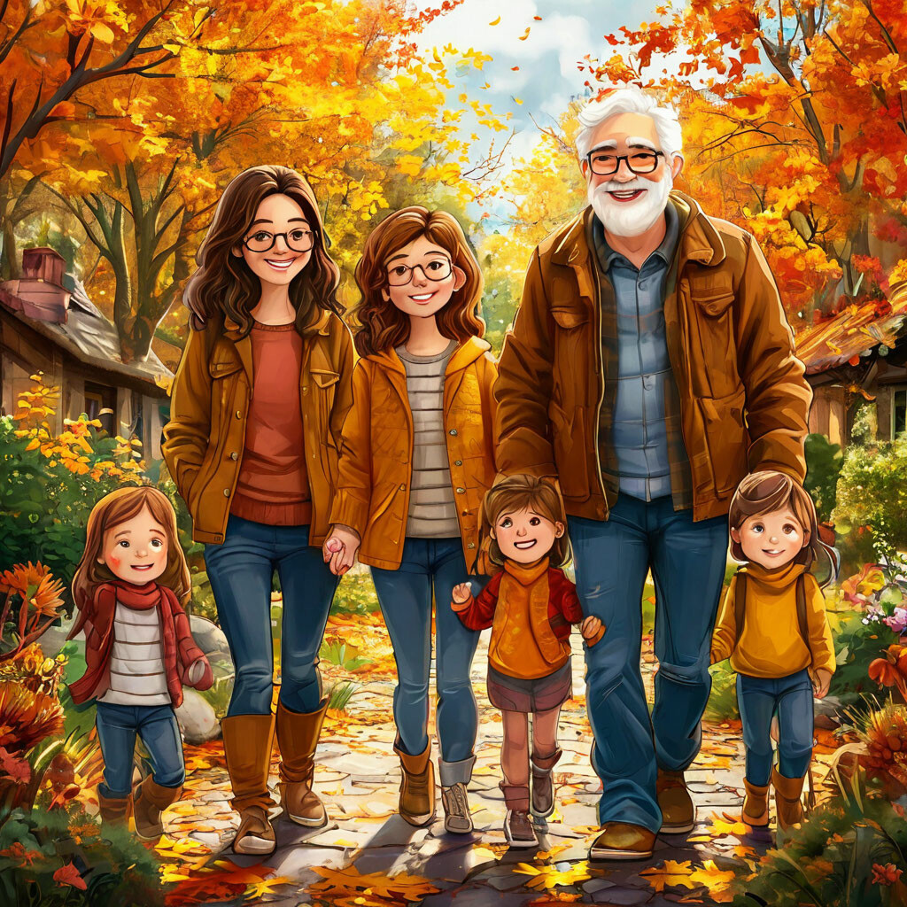 «Анимация папа мама бабушка дедушка … — картинка создана в Шедевруме