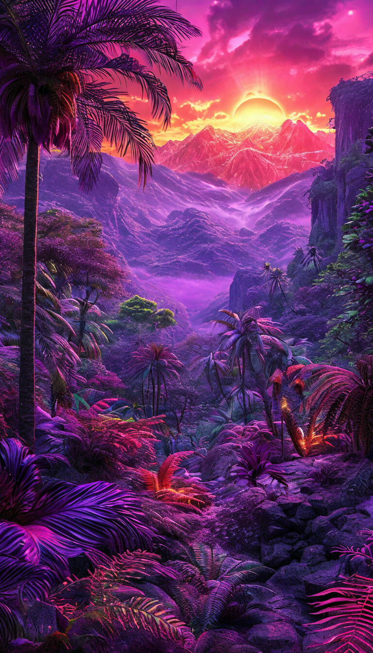 "Purple chlorophyll + palm purple-black alien jungle +fluorescent ...