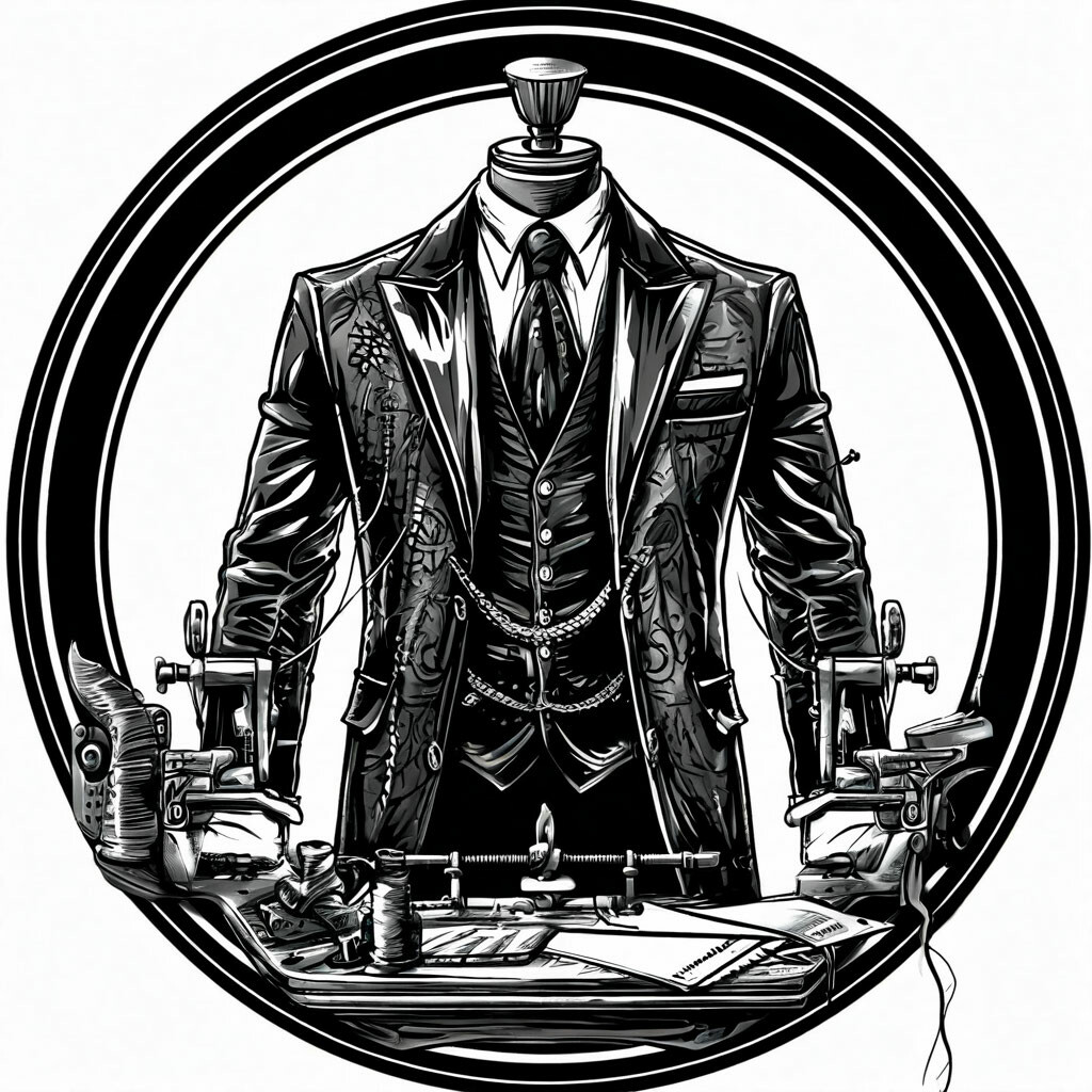 "Logo black and white sewing workshop mafia jacket" — image created in ...