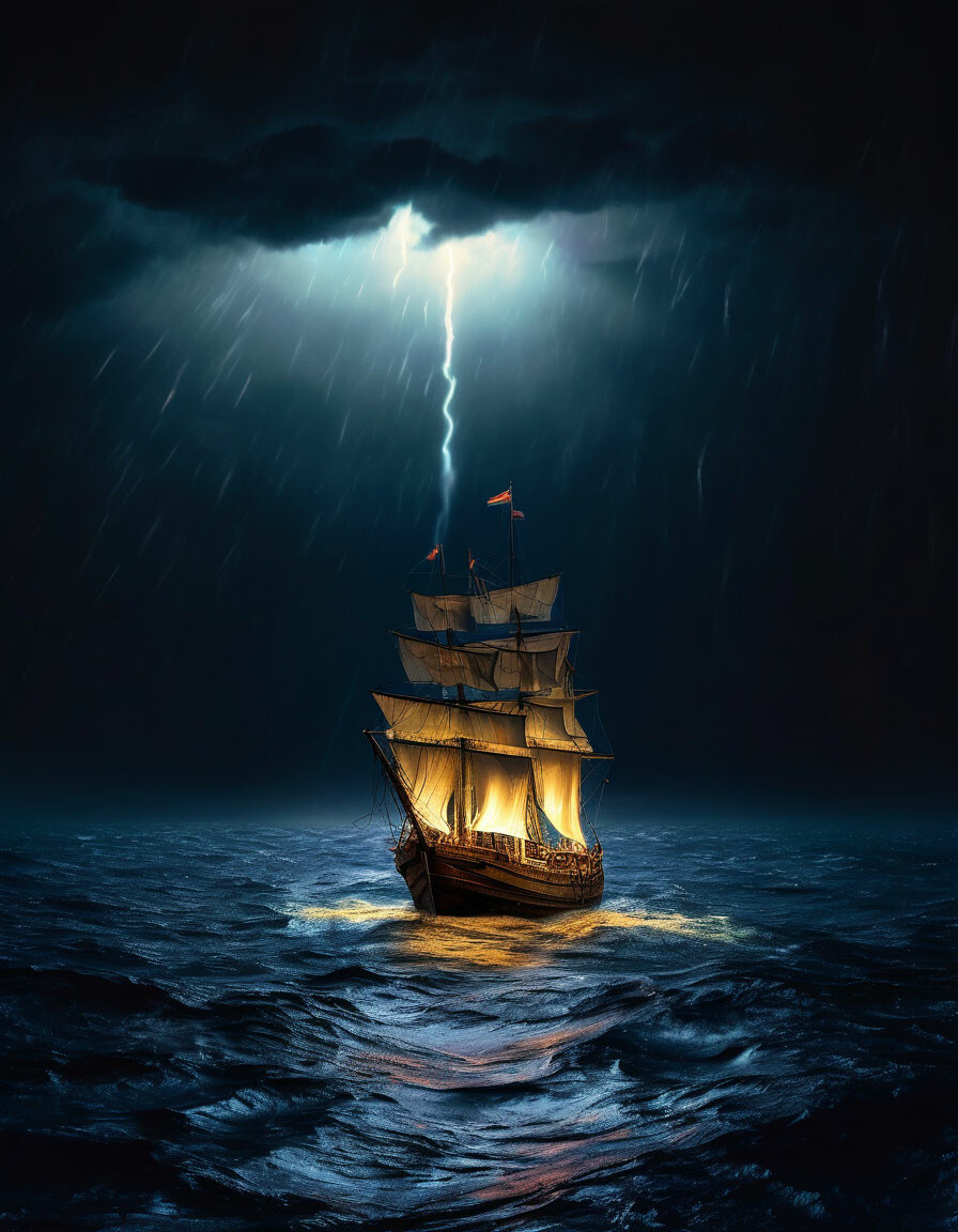 "St. Elmo's Lights open sea, dark …" — image created in Shedevrum