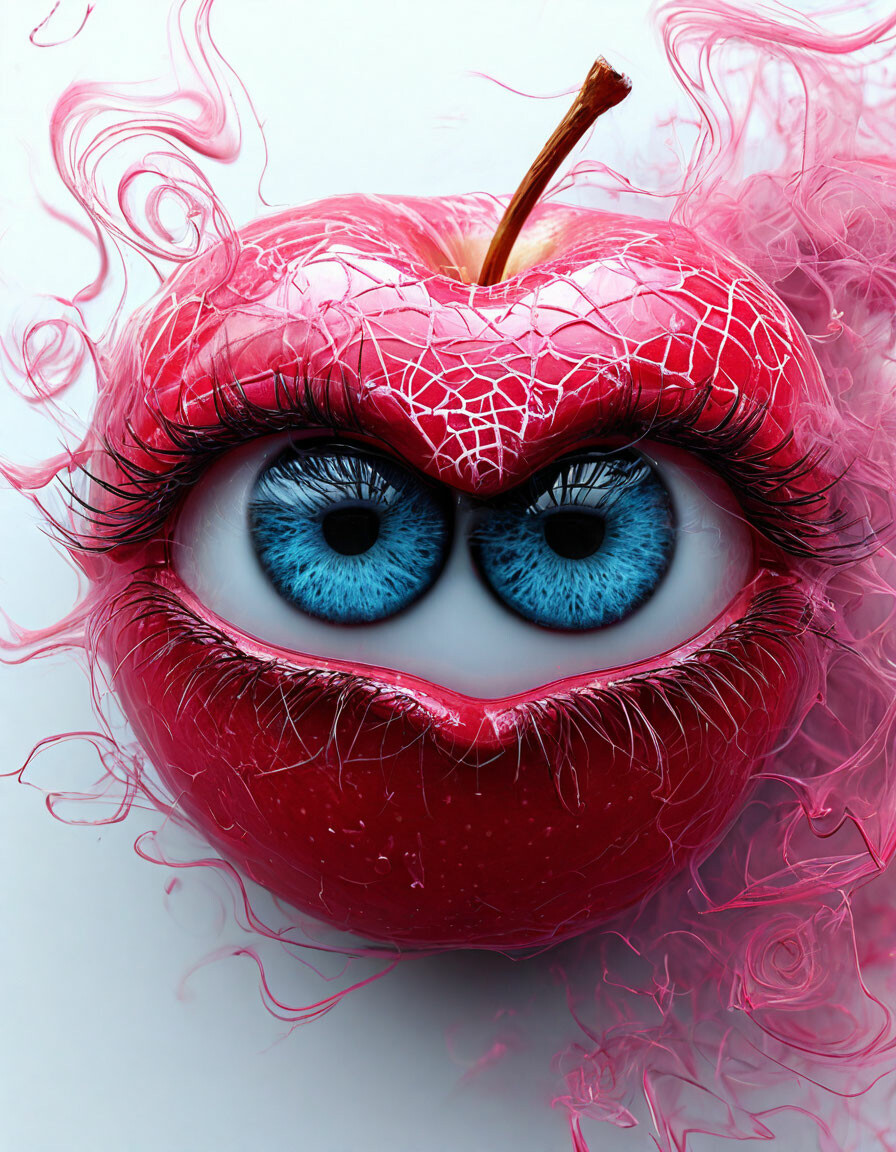 ". apple eyes with cobwebs. fractal …" — image created in Shedevrum