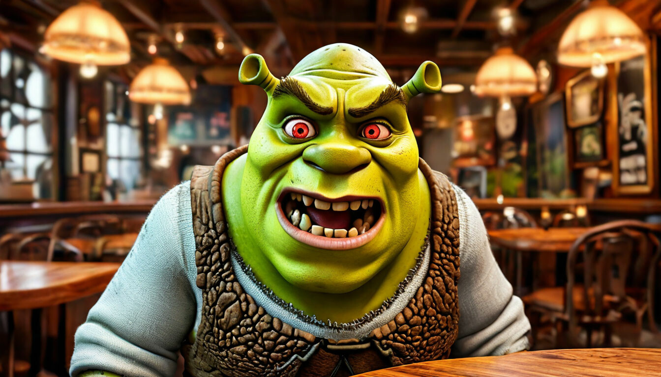 «Морфинг безумный шрек быстро …» — картинка создана в Шедевруме