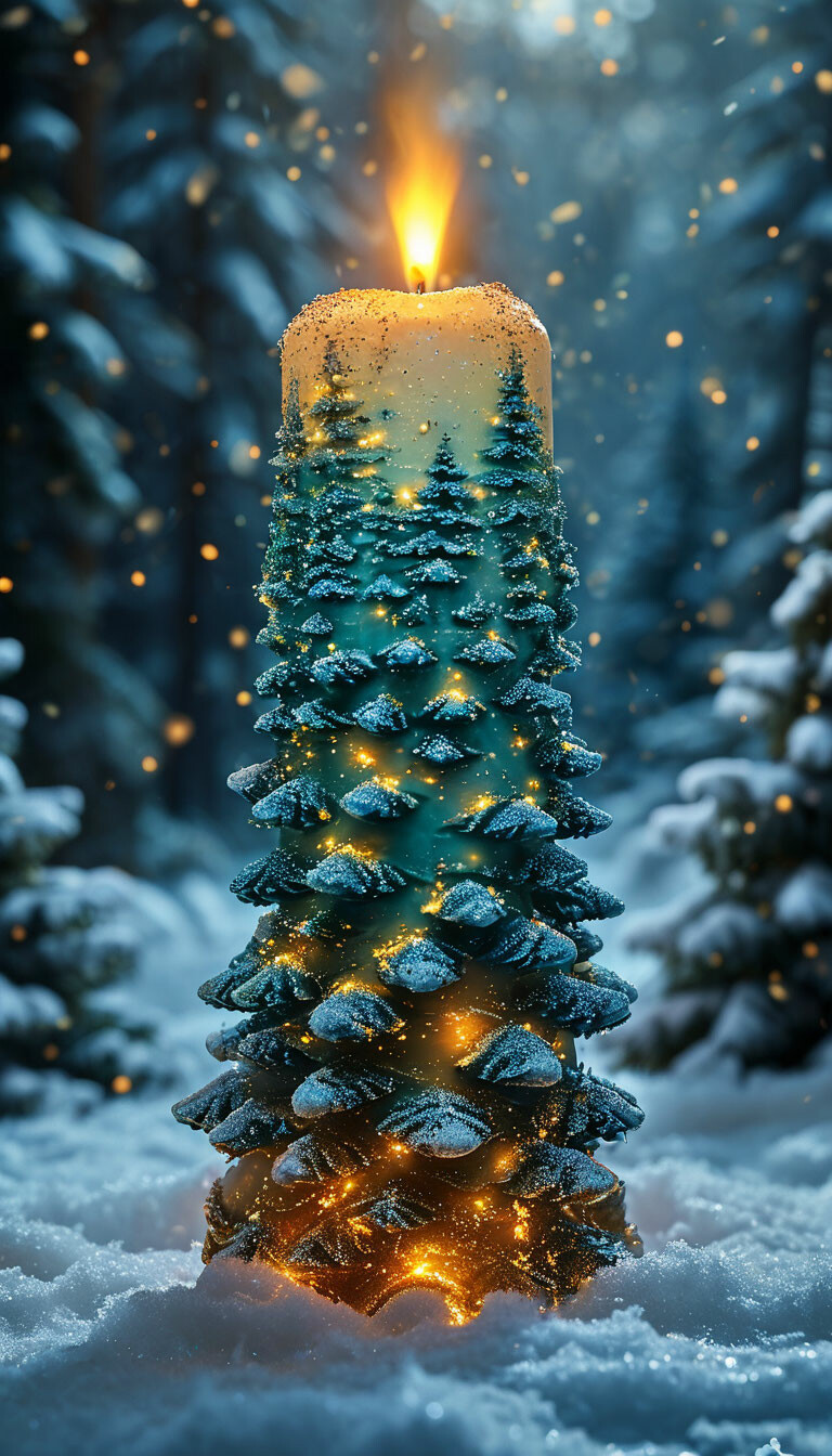 "New Year's Fantasy, Double Exposure, Large Thick Volumetric Burning Candle …" — image created ...
