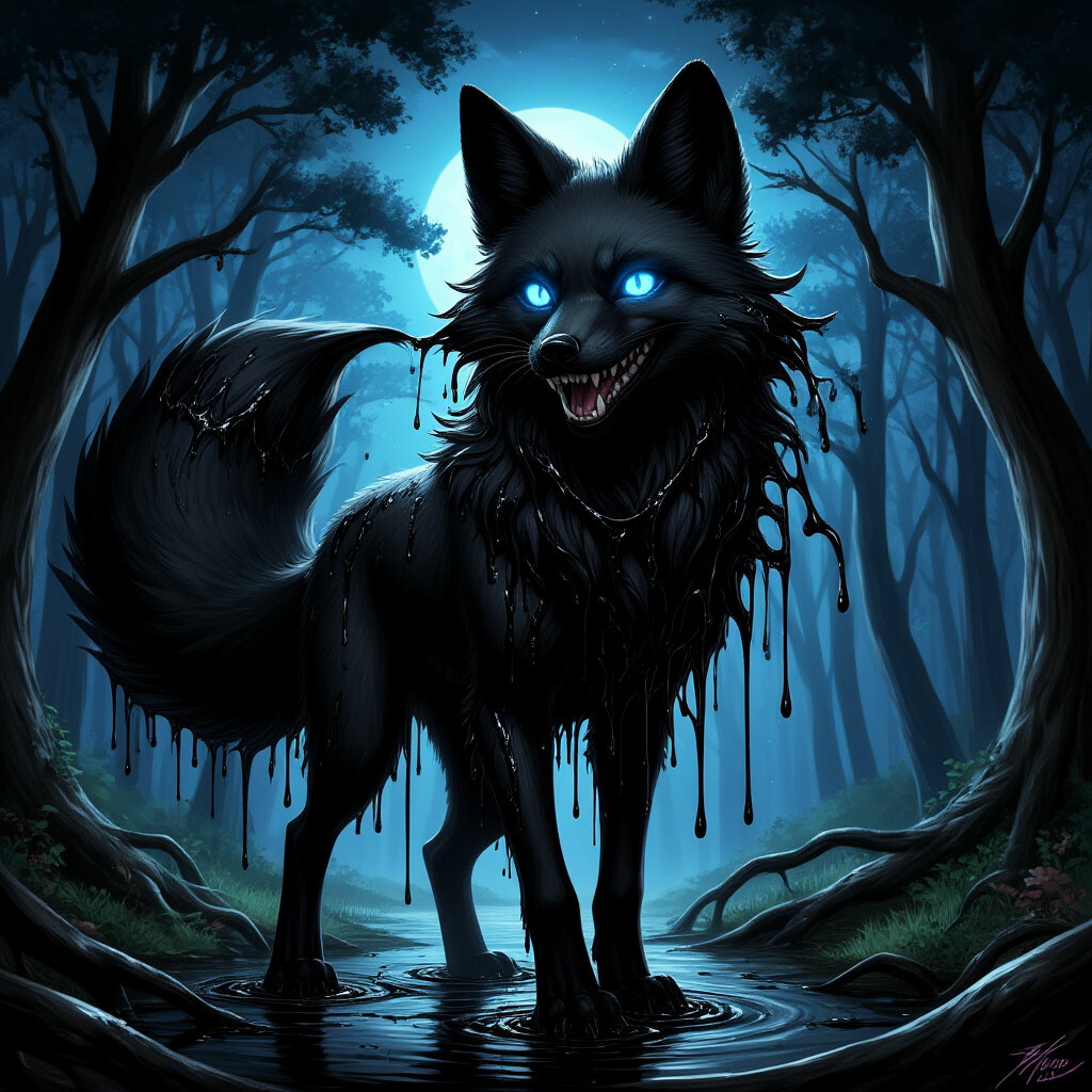 "The sixth stage of the appearance of the fox Evie a huge black fox ...