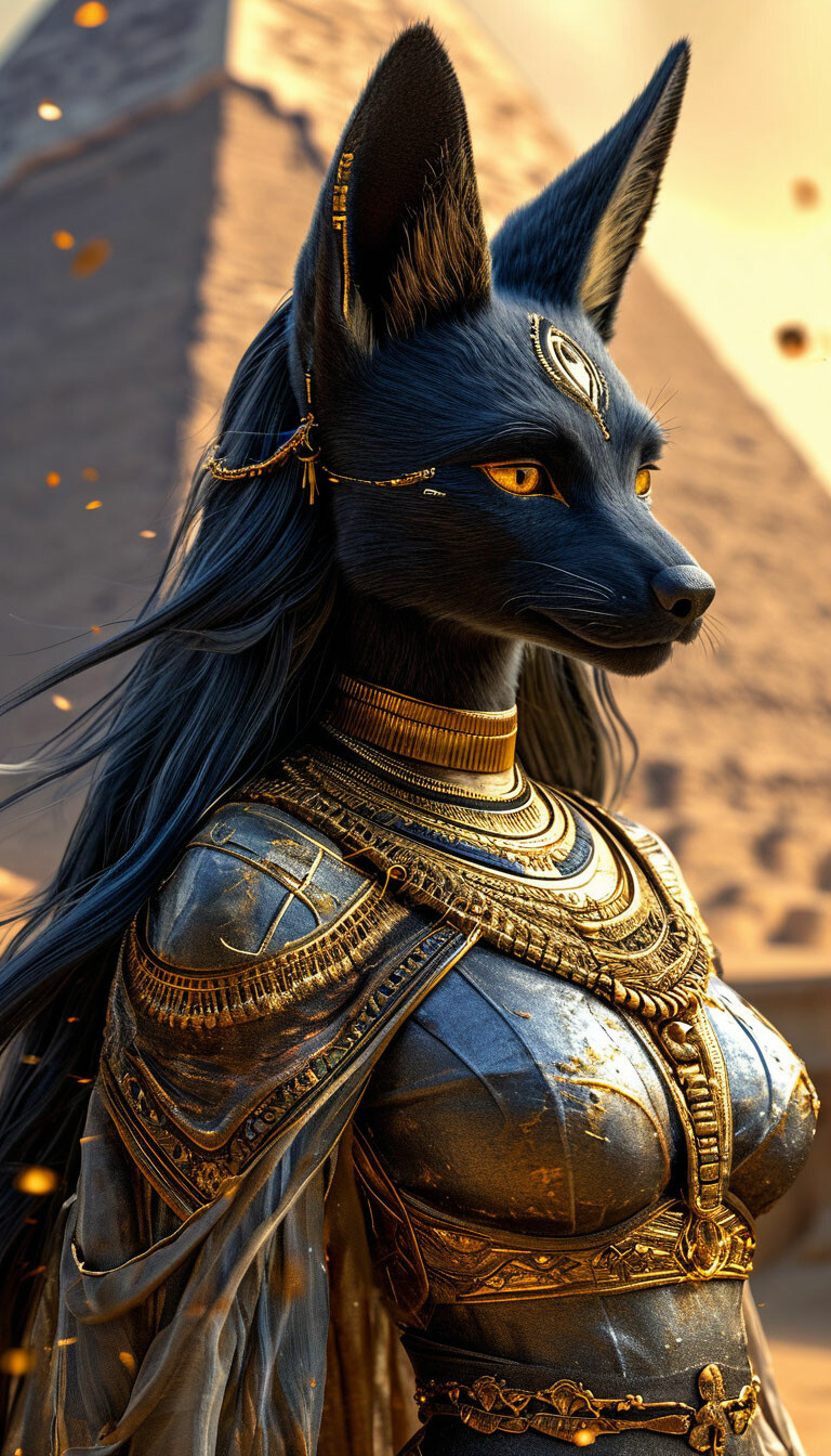 «Beautiful fluffy female Anubis, …» — картинка создана в Шедевруме