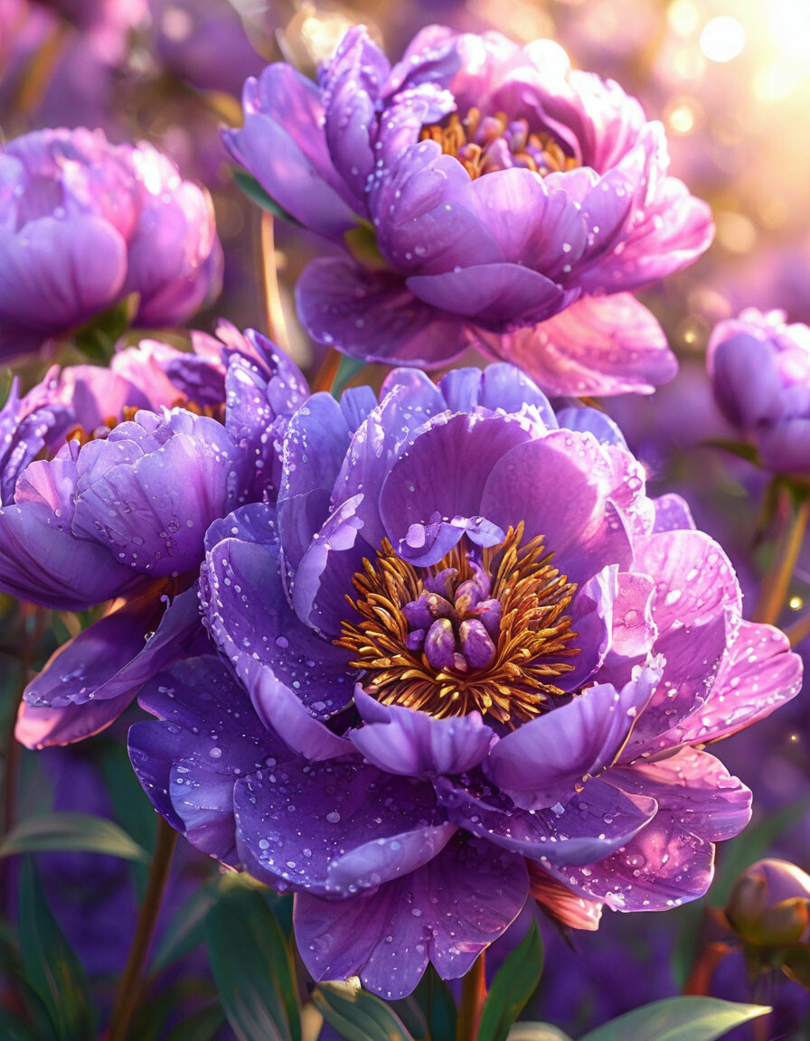 "Close-up of Beautiful lilac peonies on a sunny summer day Sparkling ...