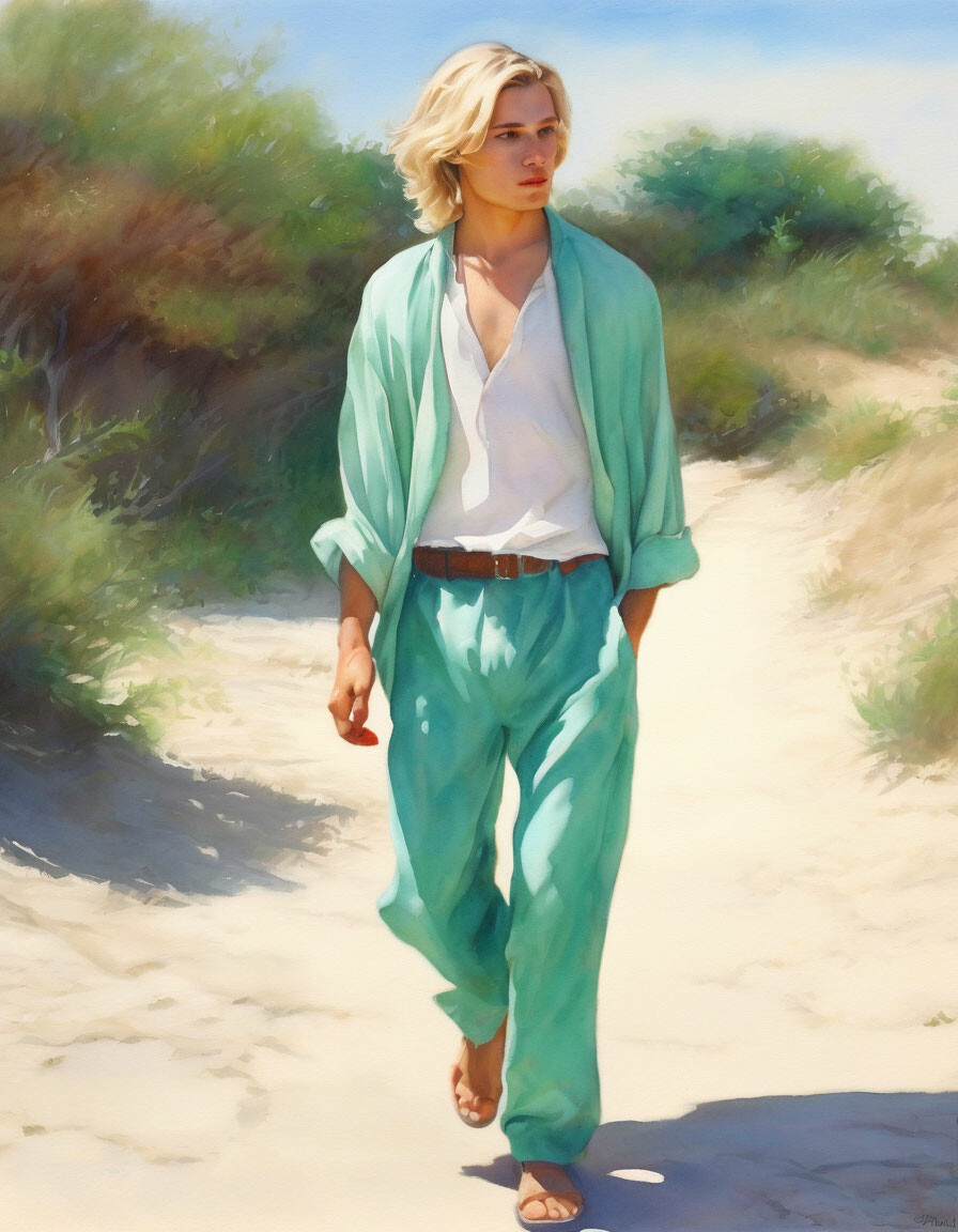 watercolor painting dry on dry lessirovka shades of mint, sand sand ...