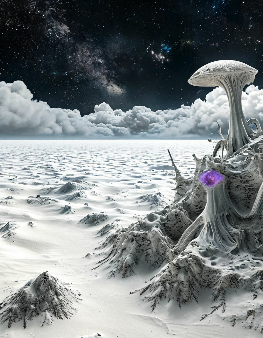 "From far away from space, white dust crust Beautiful space. The view ...