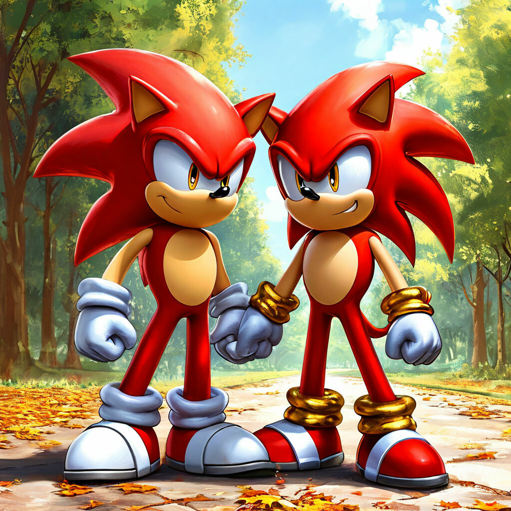 "Super sonic and sonic and red sonic" — image created in Shedevrum