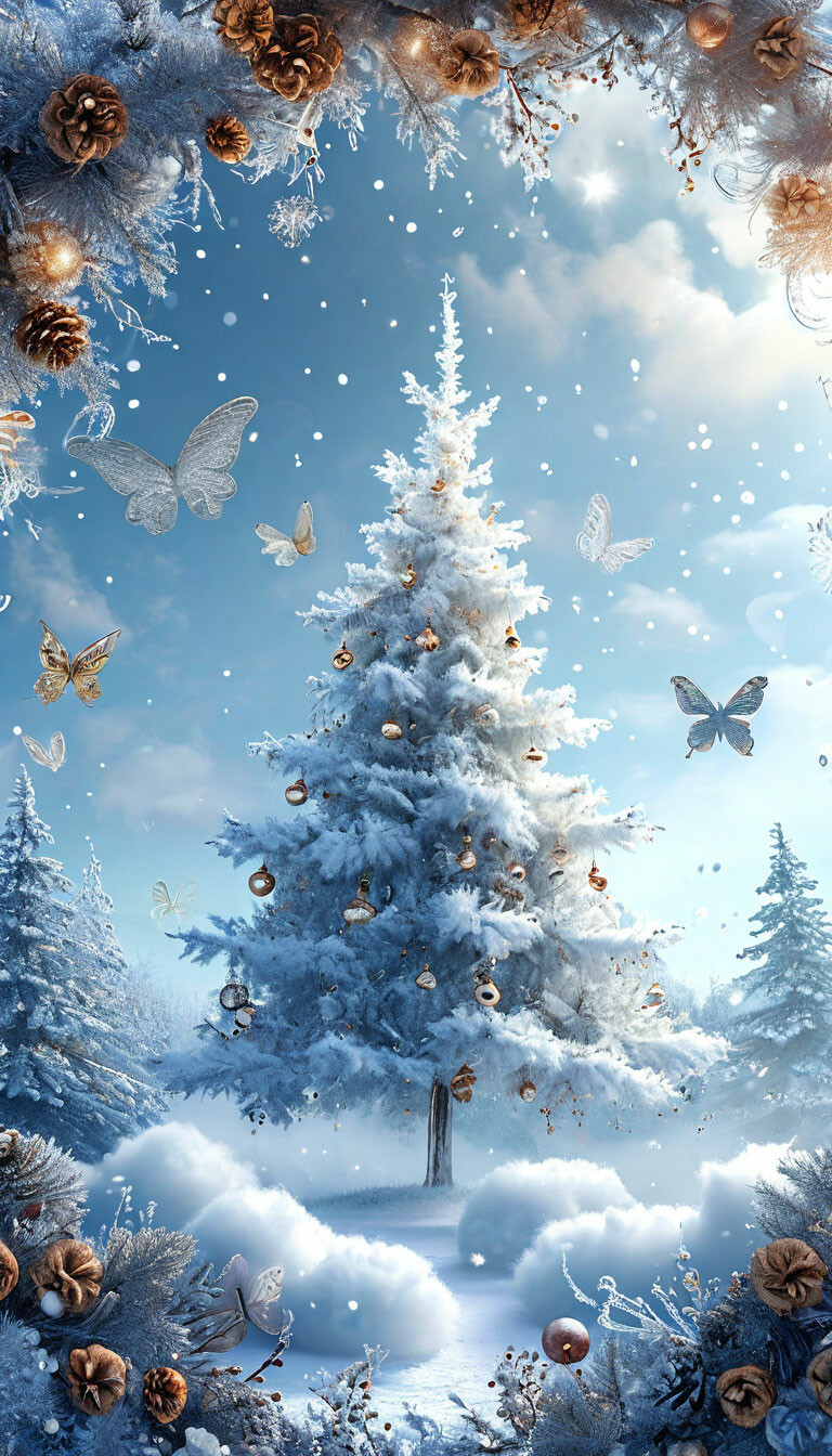 "Whimsical winter New Year's fantasy, fog+cloud+creature+Christmas tree, …" — image created in ...