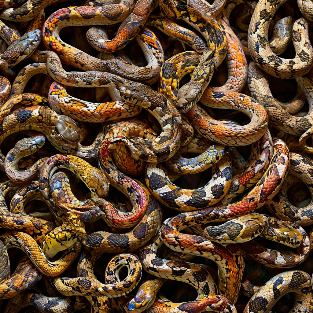 "LOTS of different snakes professional photo" — image created in Shedevrum