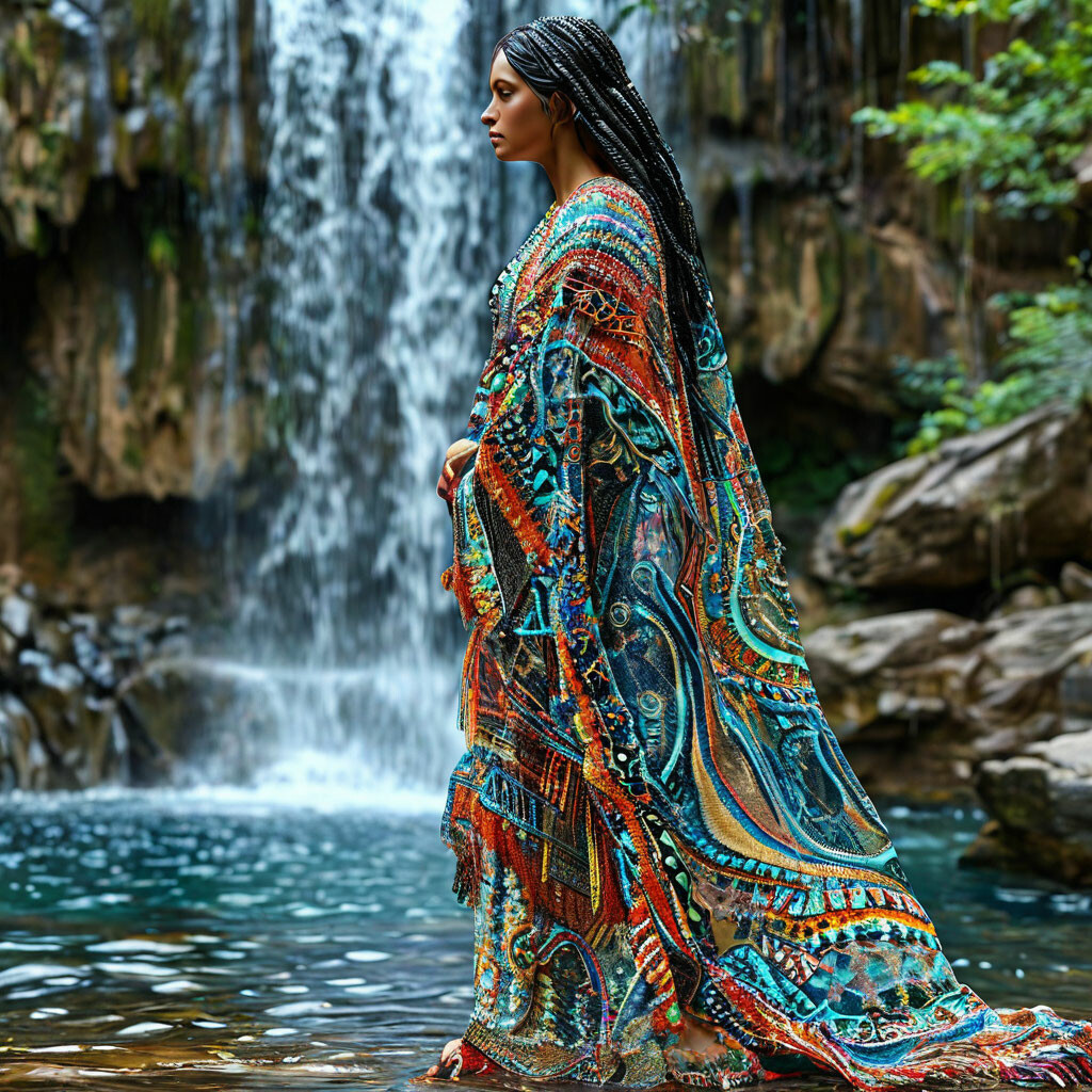 "A full-length statue of a beautiful indigenous girl without a ...