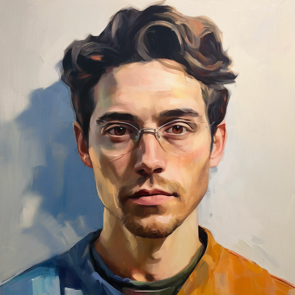 "An honest self-portrait without …" — image created in Shedevrum