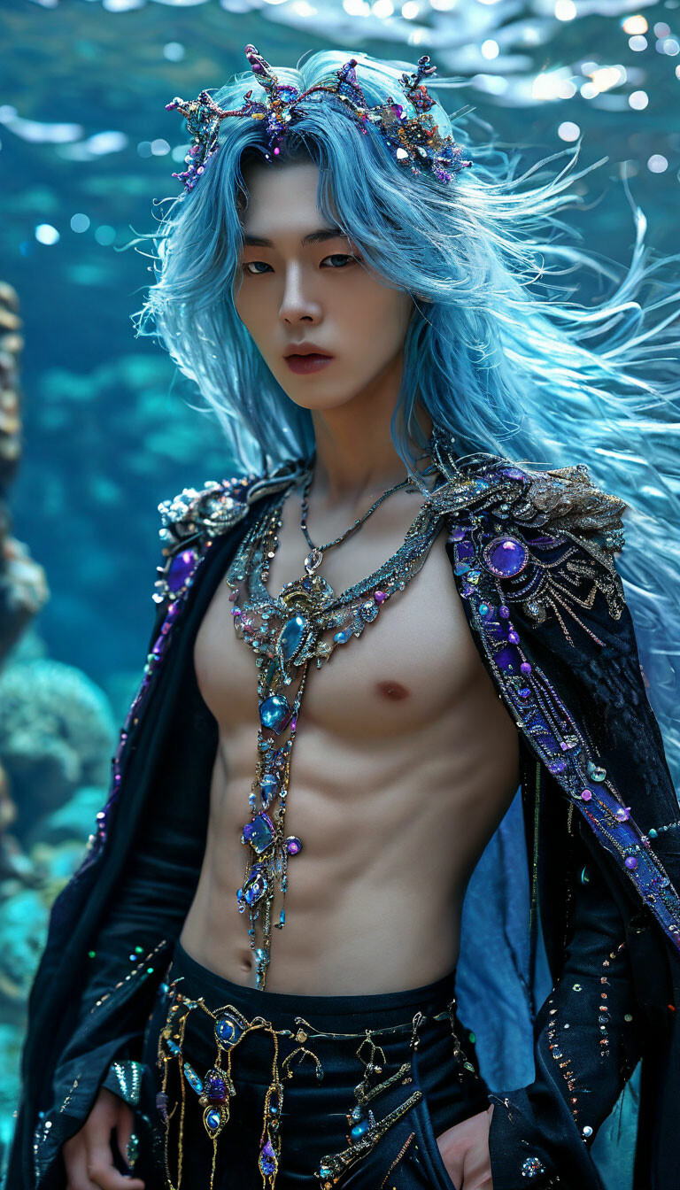 "A cute Korean guy with refined …" — image created in Shedevrum