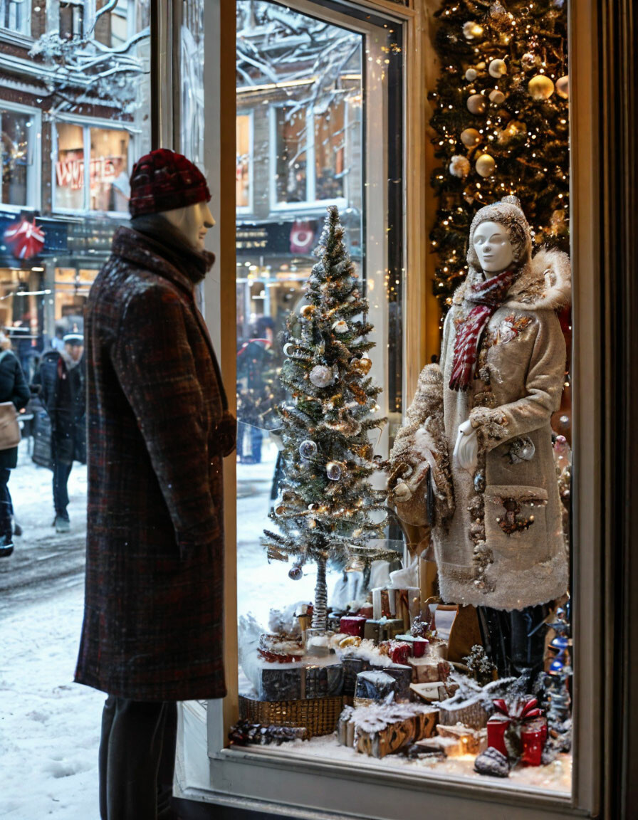 "Winter mannequin in a New Year's …" — image created in Shedevrum
