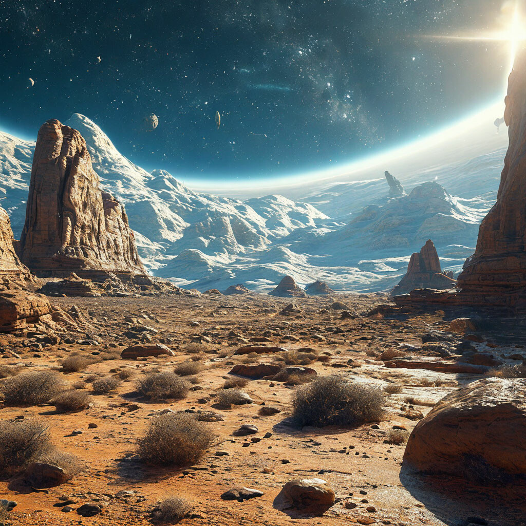 "Alien space, realistic, professional …" — image created in Shedevrum