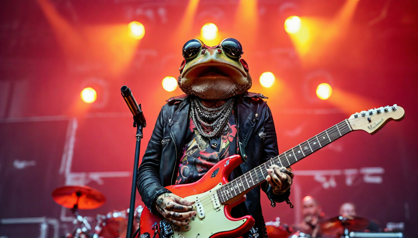 "Toad punk performs on stage to the screams of the crowd" — image ...