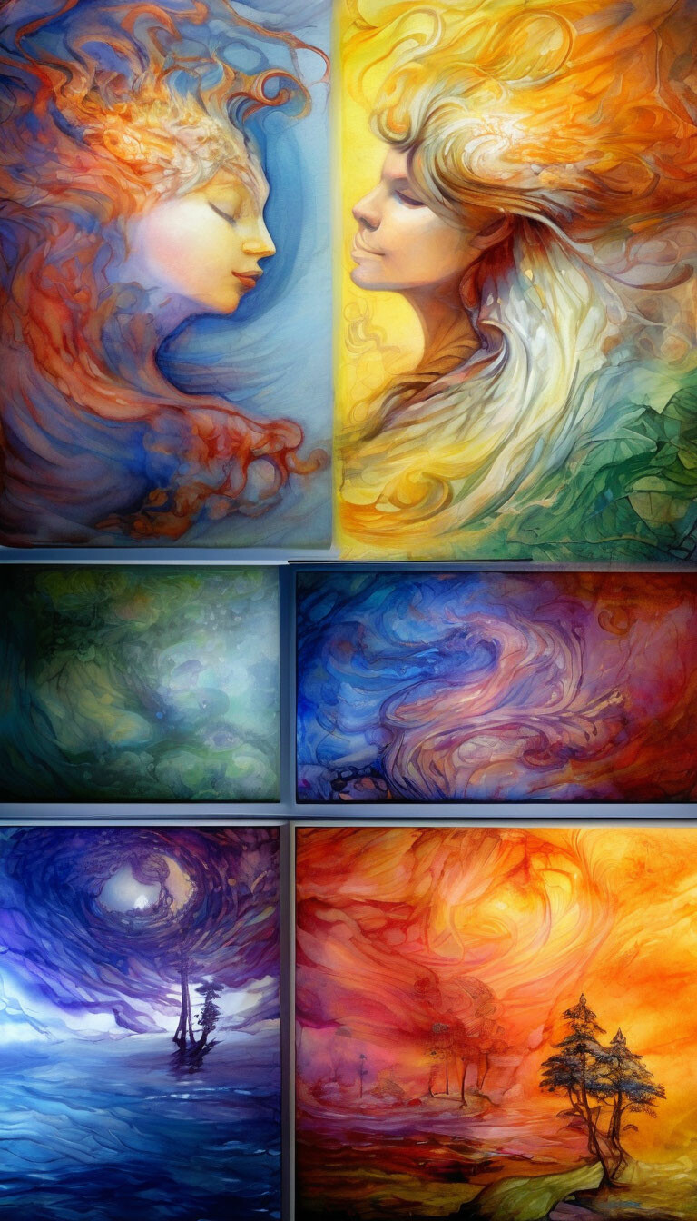 ". Collage of 4 images blurred borders…" — image created in Shedevrum