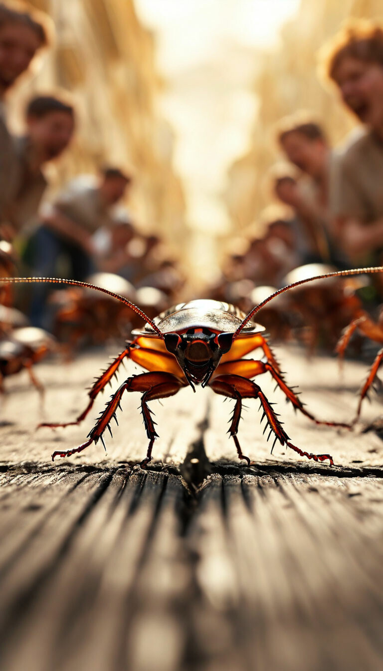 "Cockroach Races Close-up of a cockroach running across a table, along ...