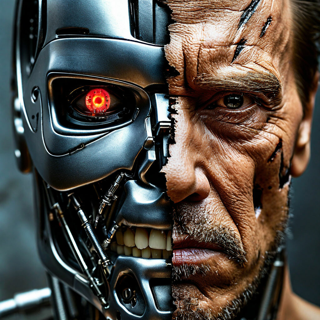 "Pegado sin costuras: la mitad de la cara del robot Terminator se ...