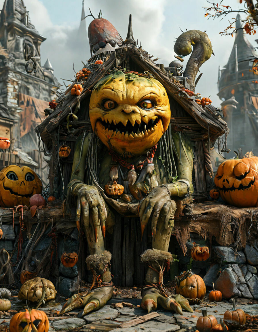 «Dark Fantasy hut Round Smiley Hag Orc Hellraiser Halloween on chicken ...