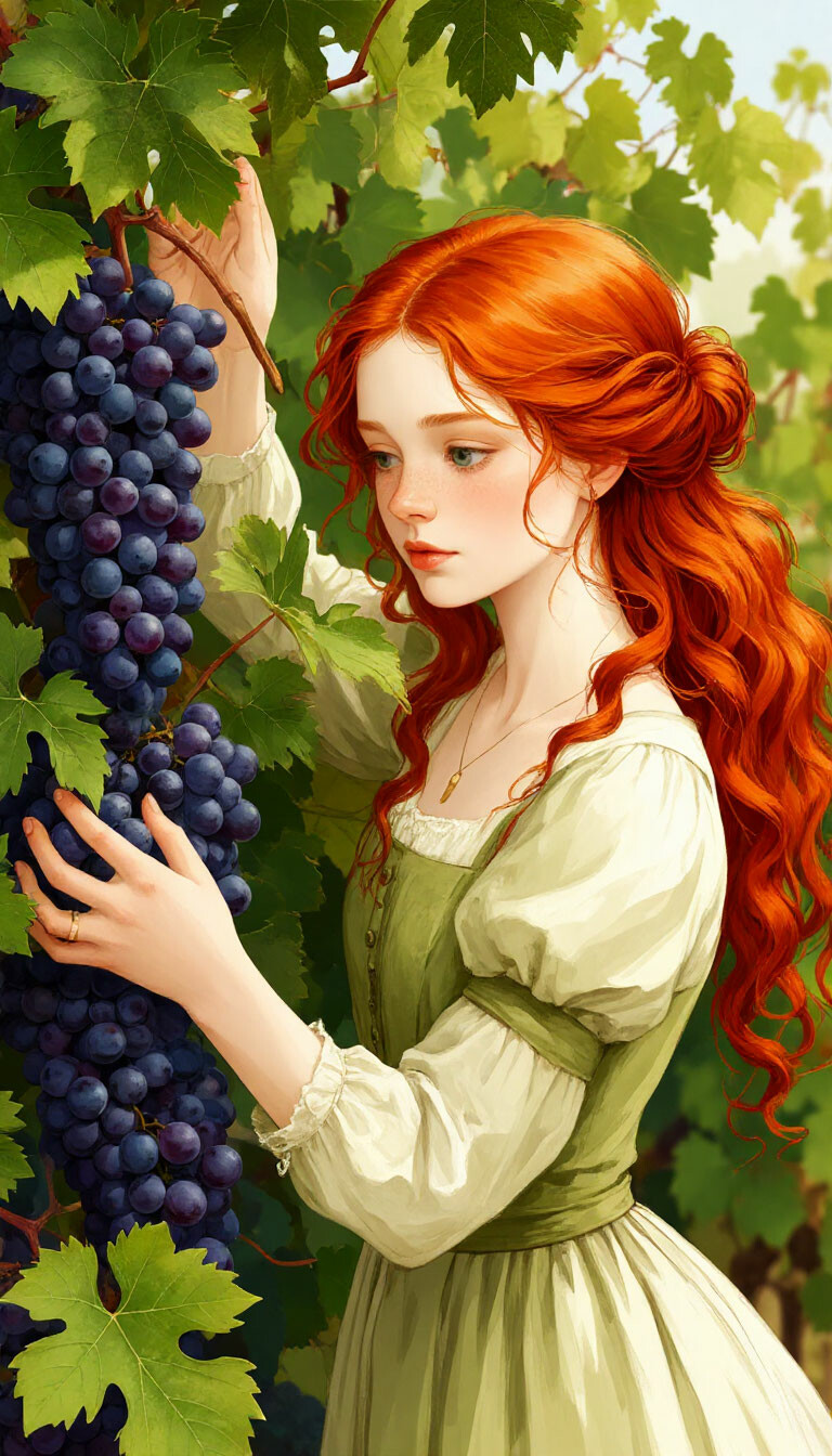"Red-haired girl picking grapes, beautiful, delicate, fabulous Daniel ...