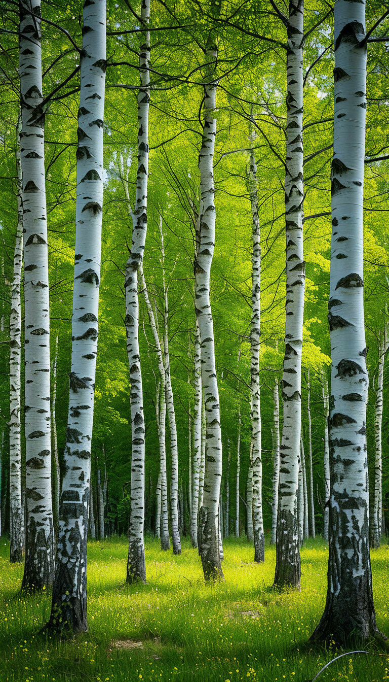 "Live photo of birch trees,art" — image created in Shedevrum