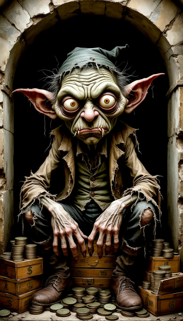 "Avarice, the reality of the ugly,an unusual anthropomorphic creature ...