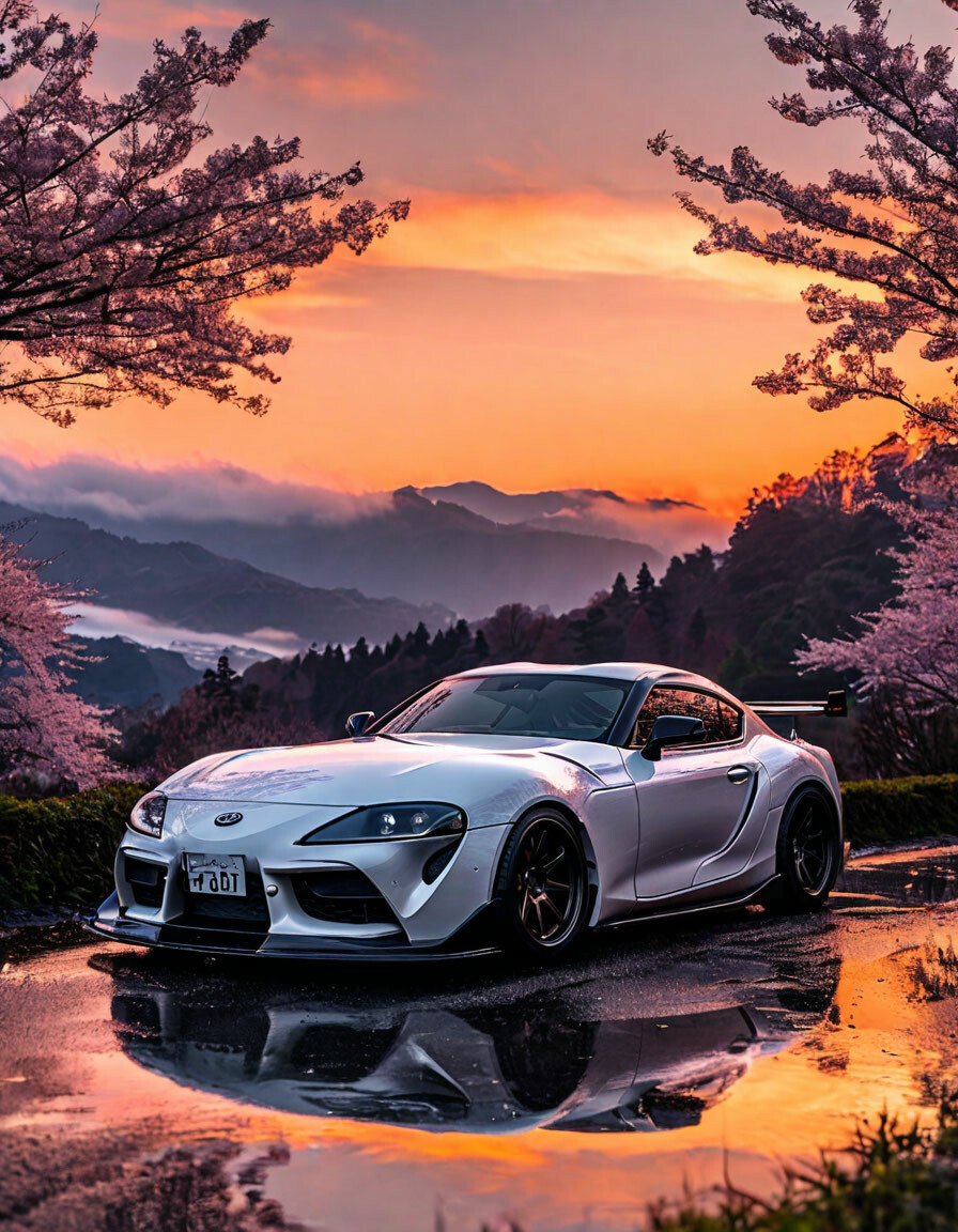"Toyota Supra MK4 S80 1994 white color stance understated Japan evening ...
