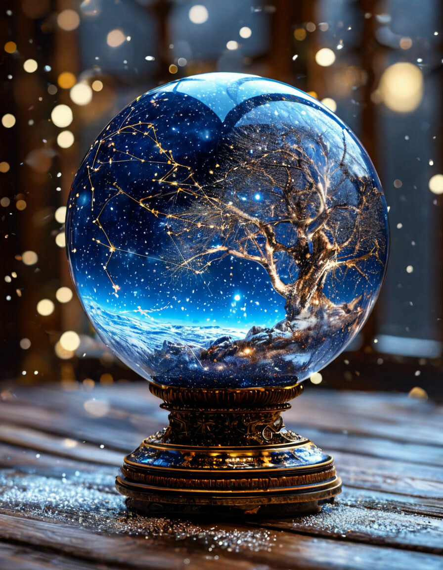 Magic magic ball, 3D effect, holographic image of constellations in the ...