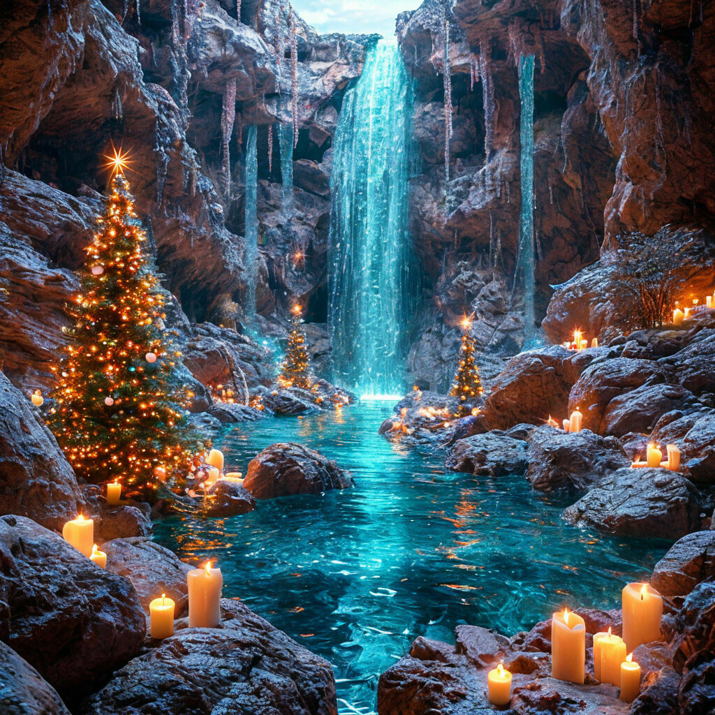 "On an unknown planet. The cave grotto consists of sapphire stones, an ...