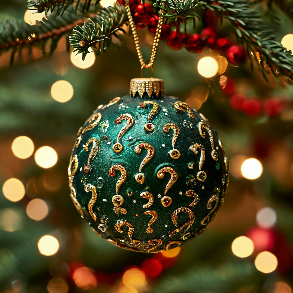 "Christmas tree toy with question …" — image created in Shedevrum