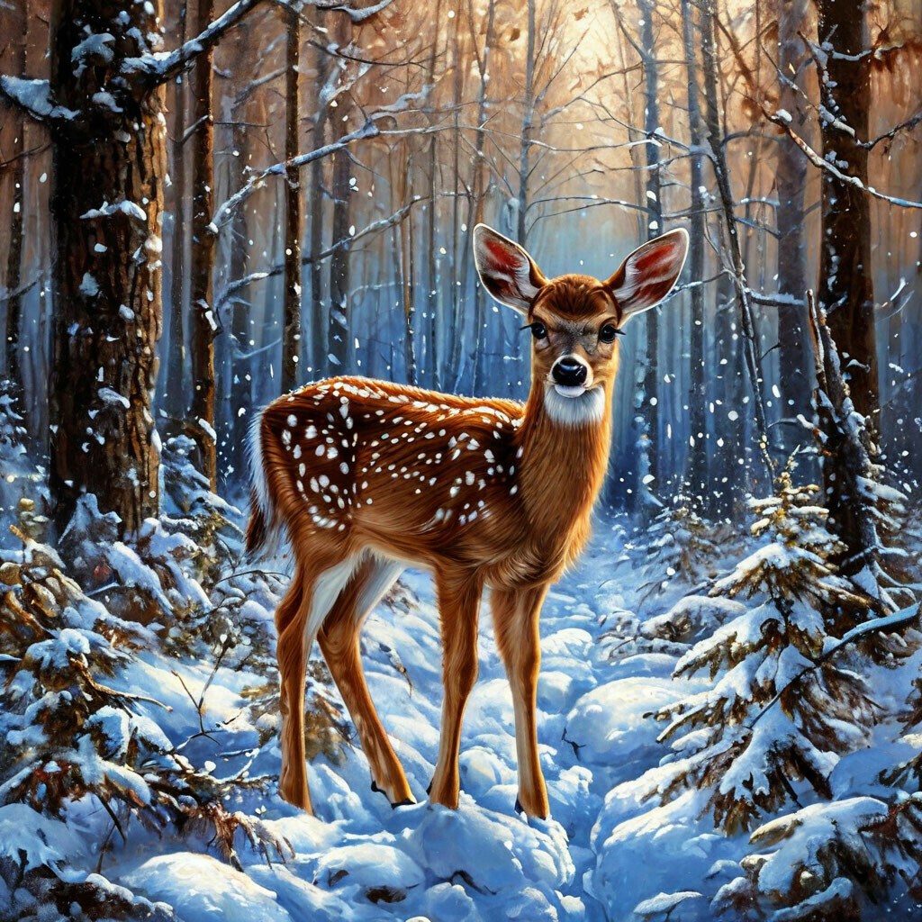 "A fawn in the winter forest..." — image created in Shedevrum